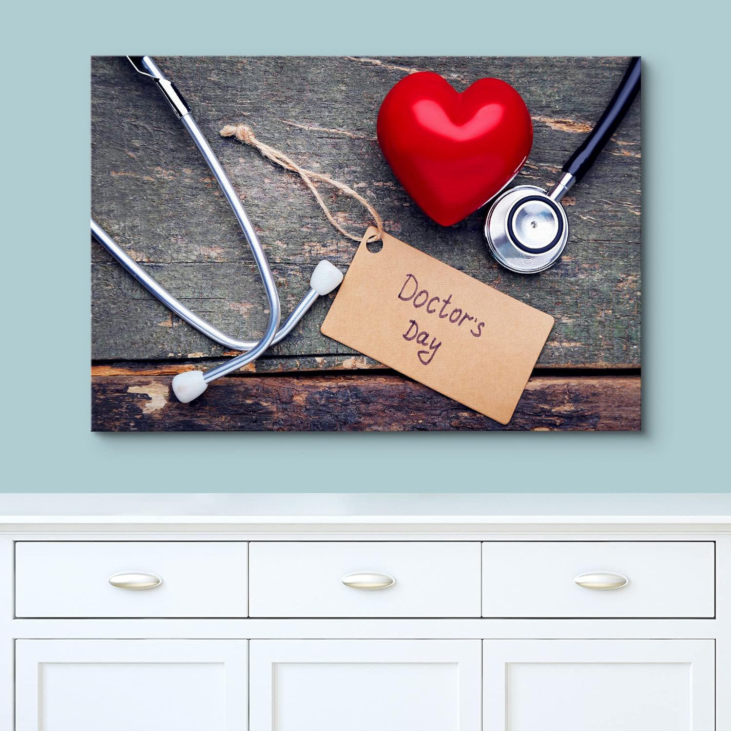 IDEA4WALL Doctor's Day Stethoscope Red Heart Wood Medical Health ...