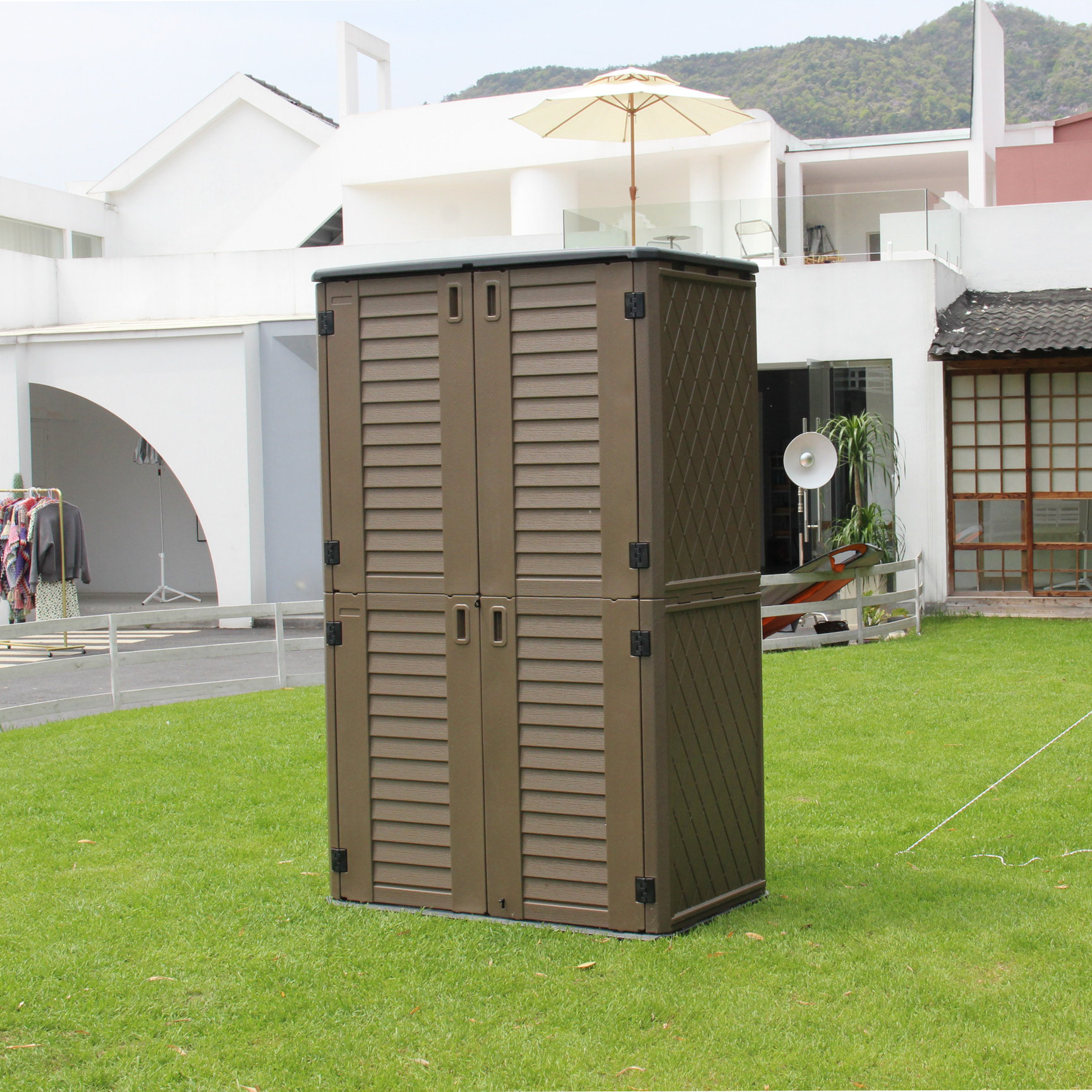 KINYING 4 ft. 2 in.W x 2 ft.5 in.D Resin Vertical Storage Shed ...