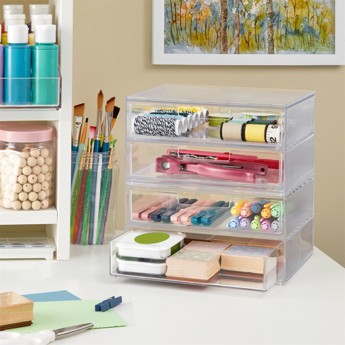 Rebrilliant Clear Drawer Organizer (4 Wide Drawers) Sort Office ...