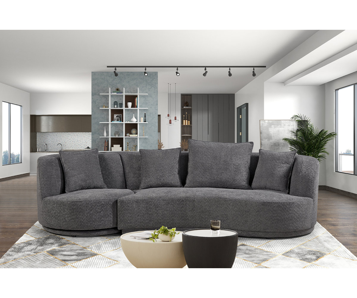 Orren Ellis Luxury Sofa 109.84" Boucle Couch With Swivel Chair ,3 ...