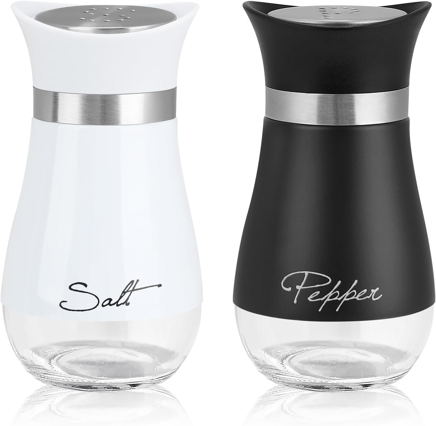 REFISM 4 oz Stainless Steel Salt Pepper Shaker Containers with Glass ...