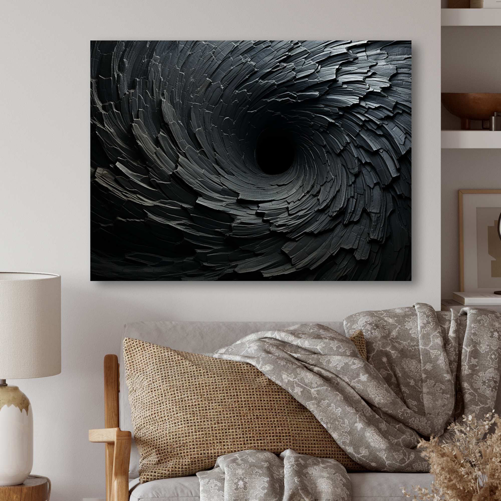 Ivy Bronx Black Spiraling Fractal Sprial - Abstract Spirals Metal Wall ...