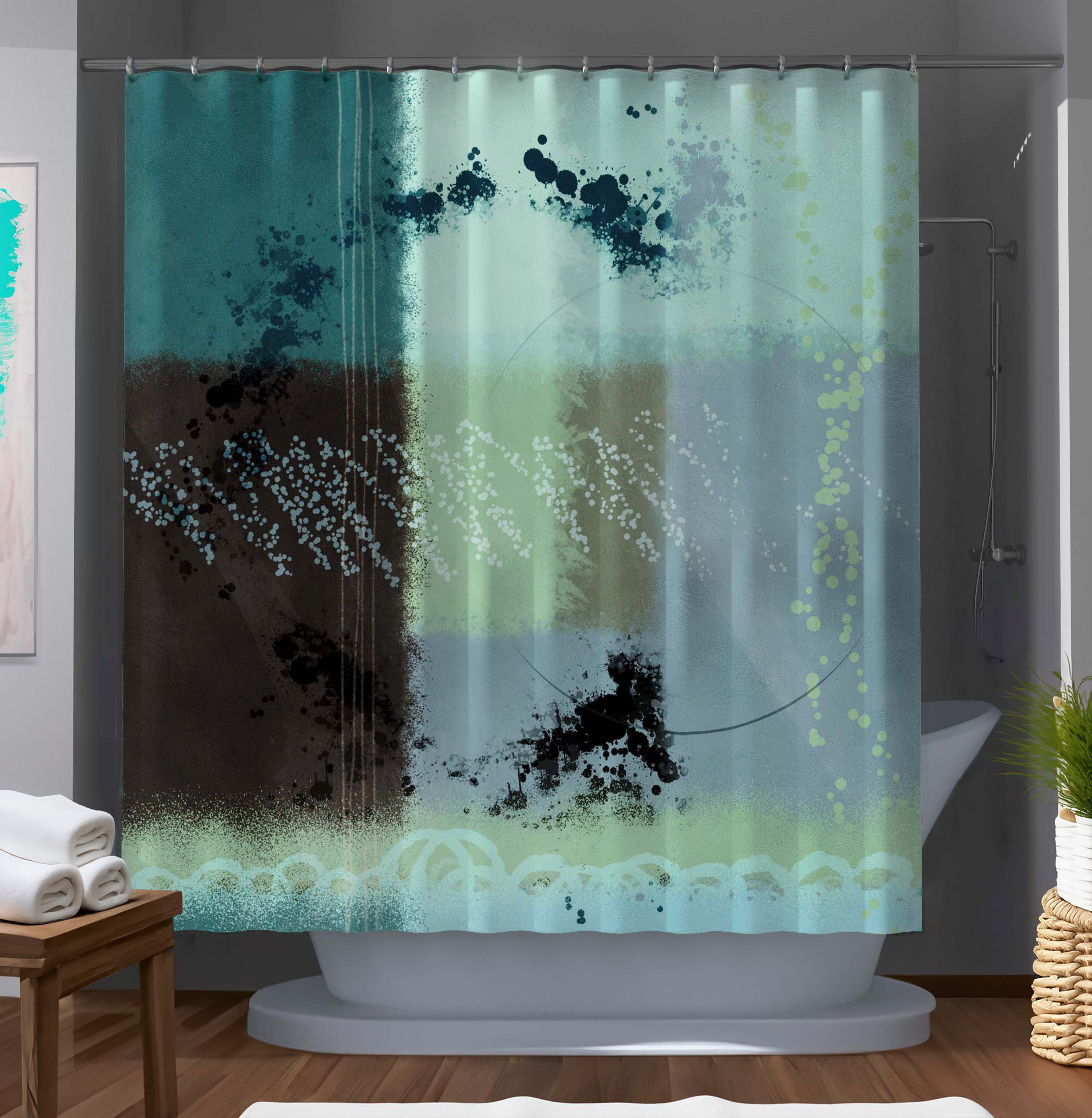 East Urban Home Honia Abstract Shower Curtain | Wayfair