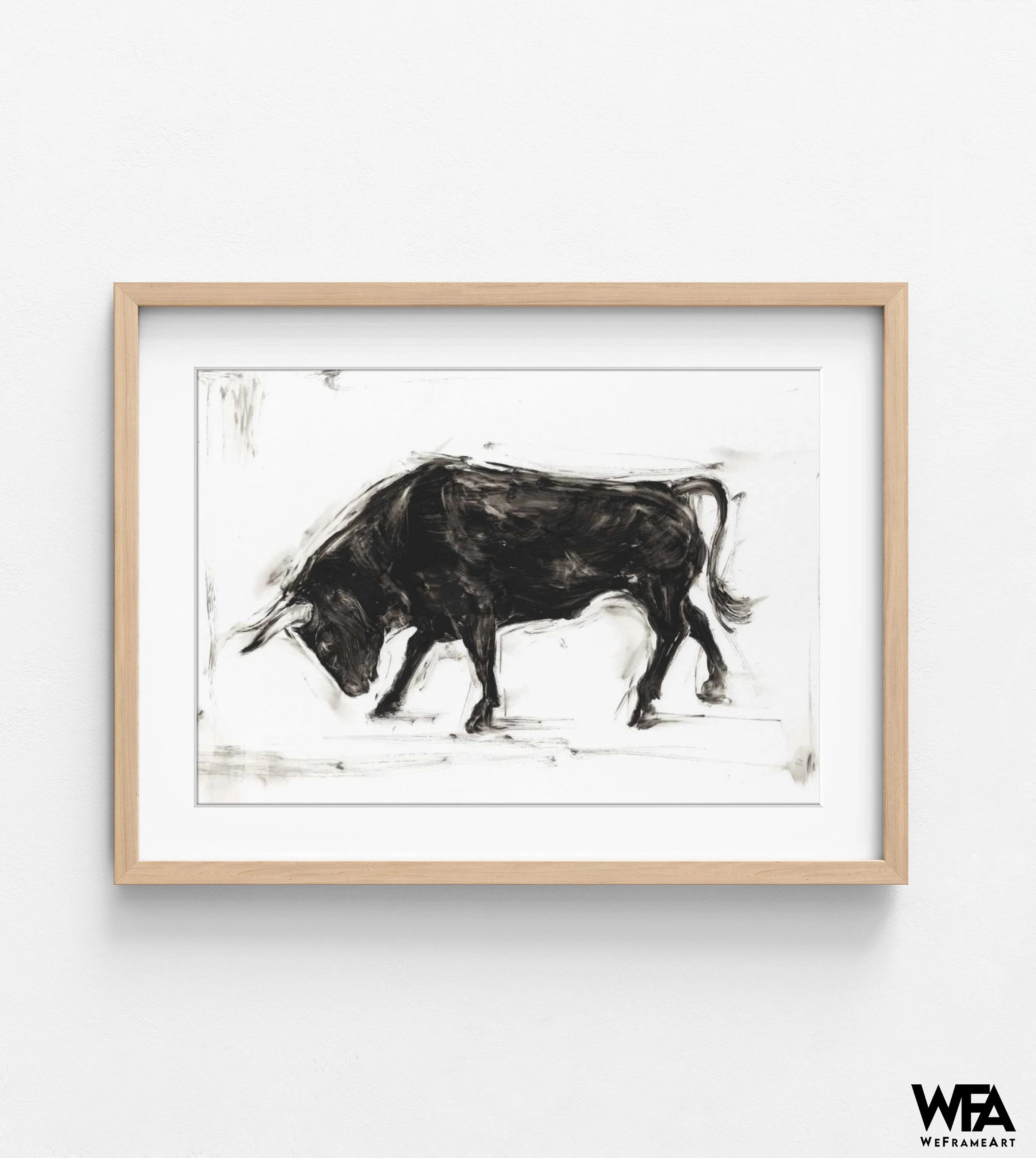 WeFrameArt Black and White Bull Print, Framed Rodeo Bull Print ...