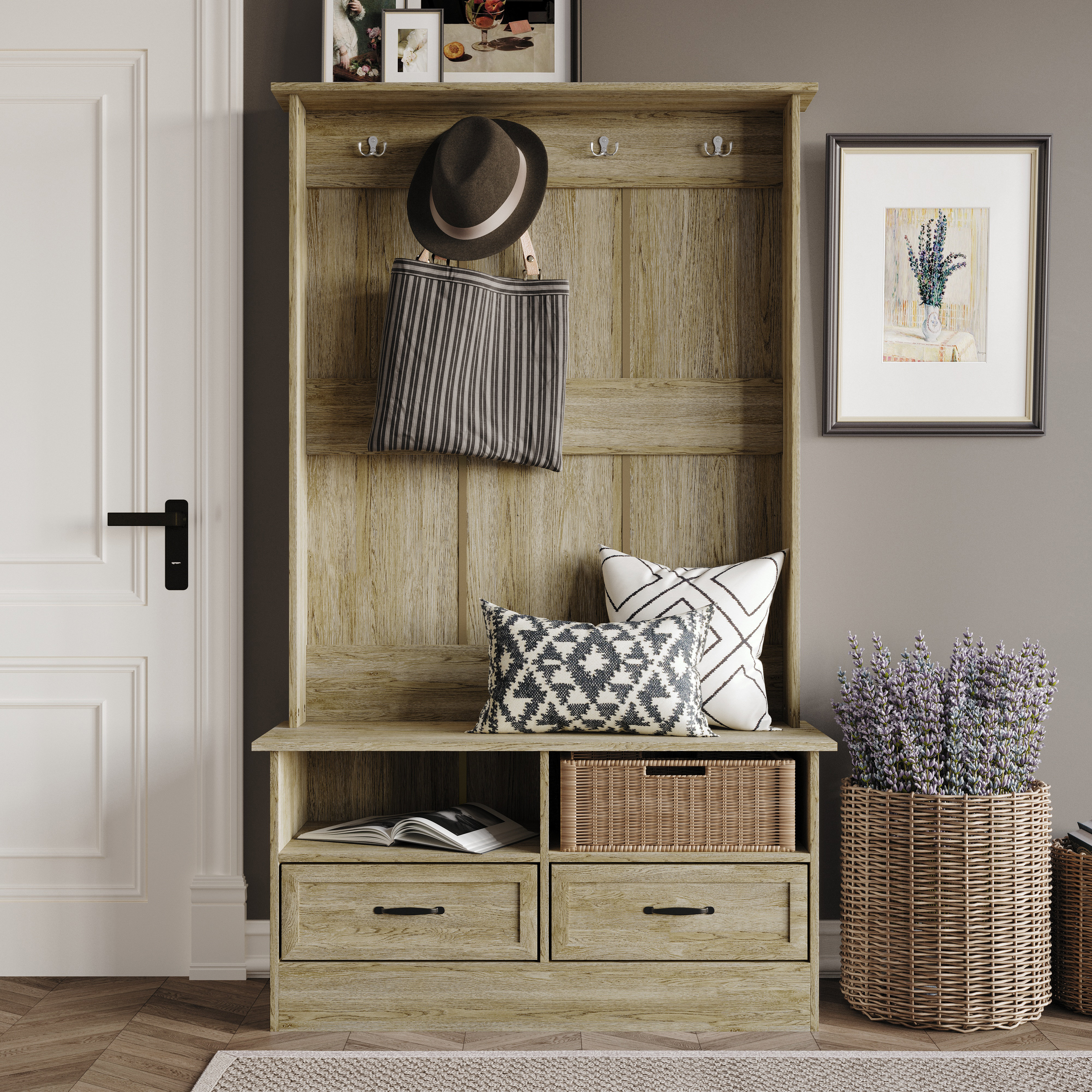 Winston Porter Hall Tree with Storage Cabinet In Brown - Wayfair Canada