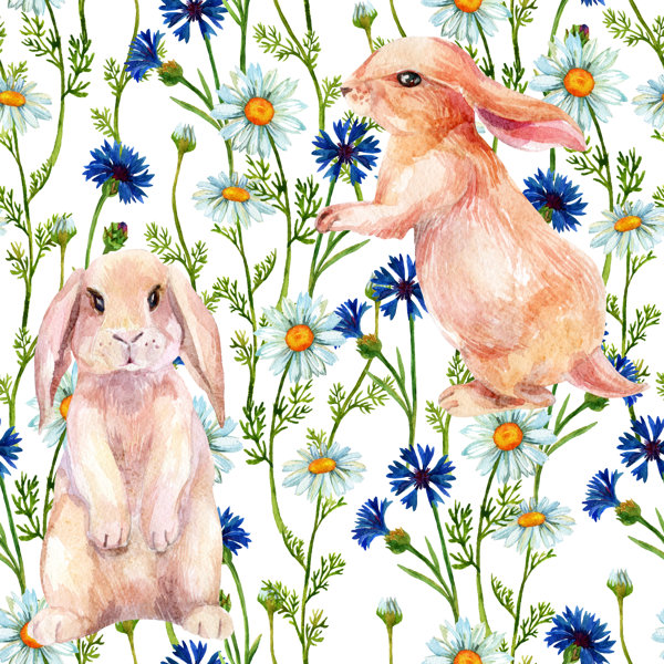 August Grove® Lishana Rabbit Seamless Pattern On Canvas by Tanya ...
