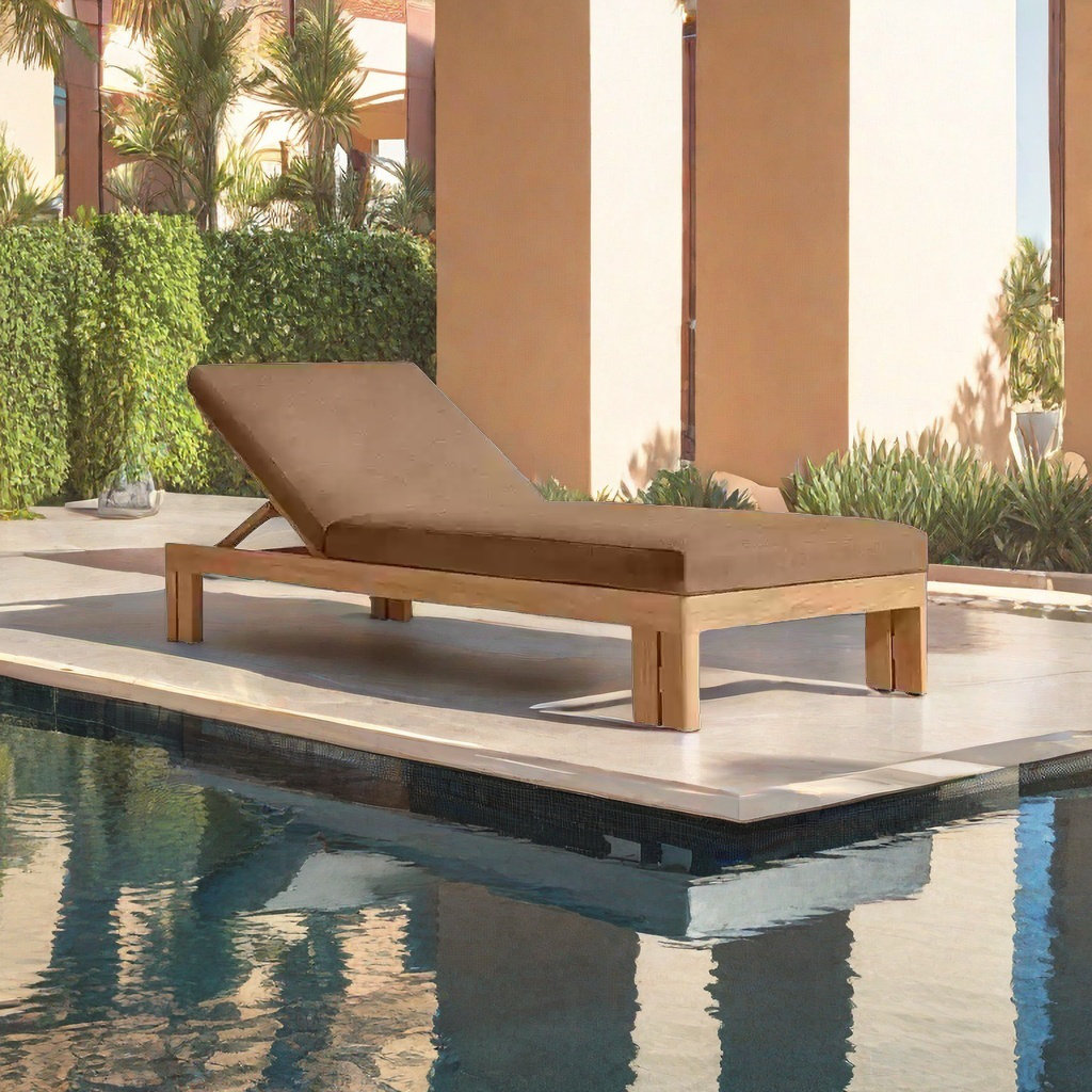 A Zoetic Home Outdoor Teak Wood Lounger with Adjustable Backrest ...