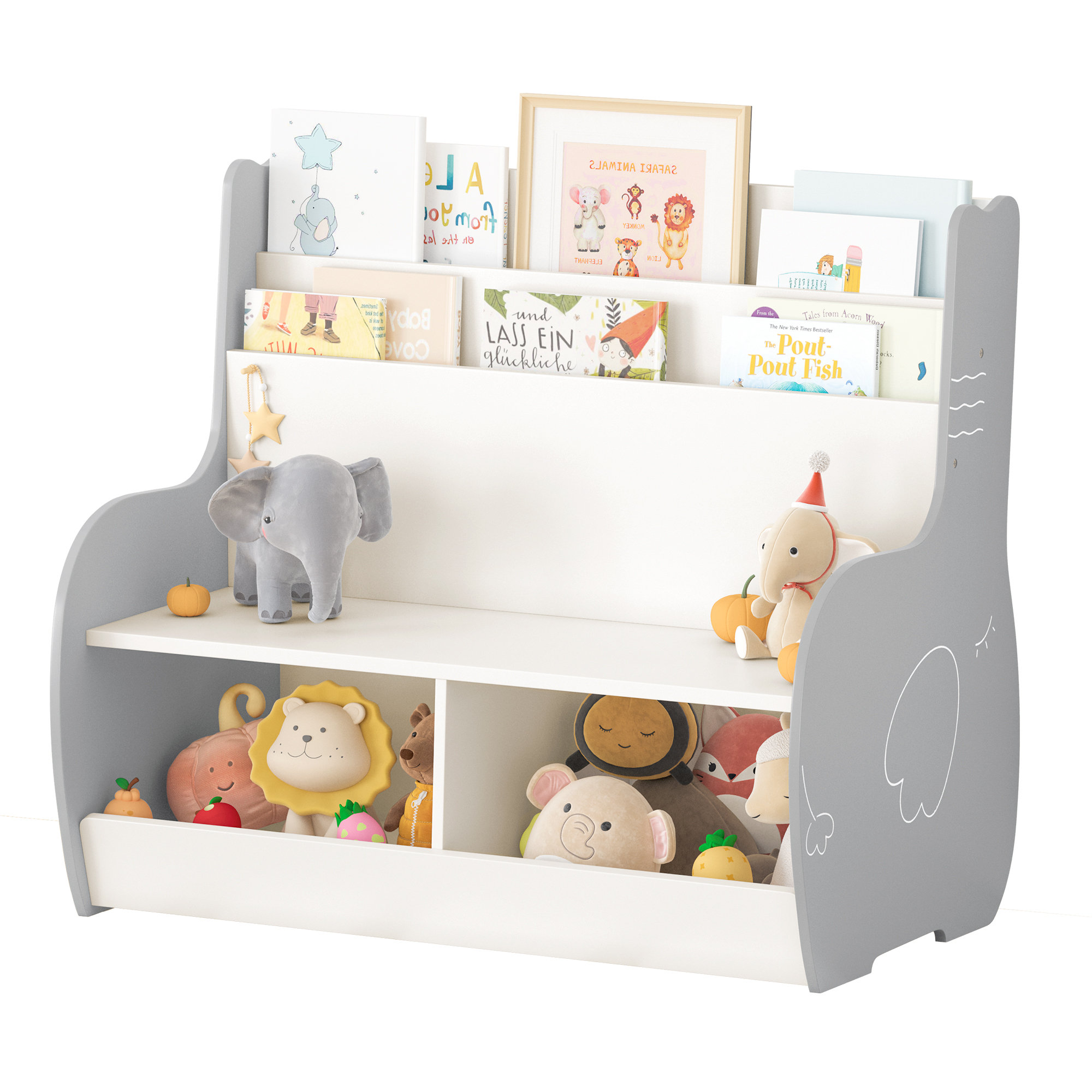 Lark Manor Multifunctional 2-Shelf Bookcase With 2 Storage Cabinets ...