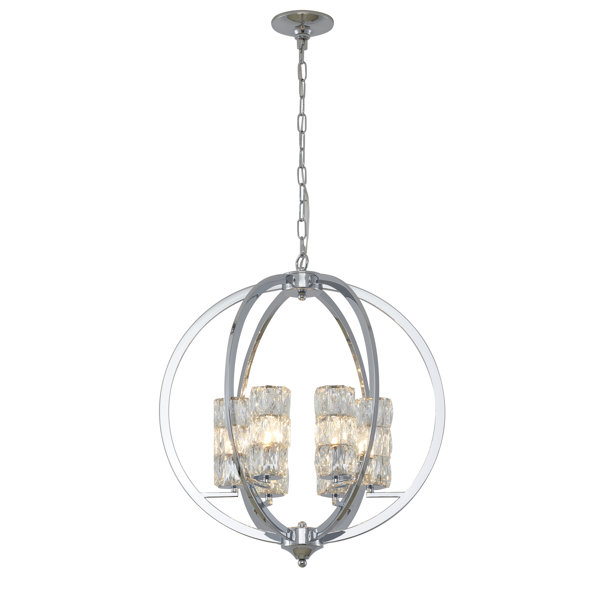 Mercer41 Britt 6 - Light Chrome Chandelier With Clear Crystal Shades ...