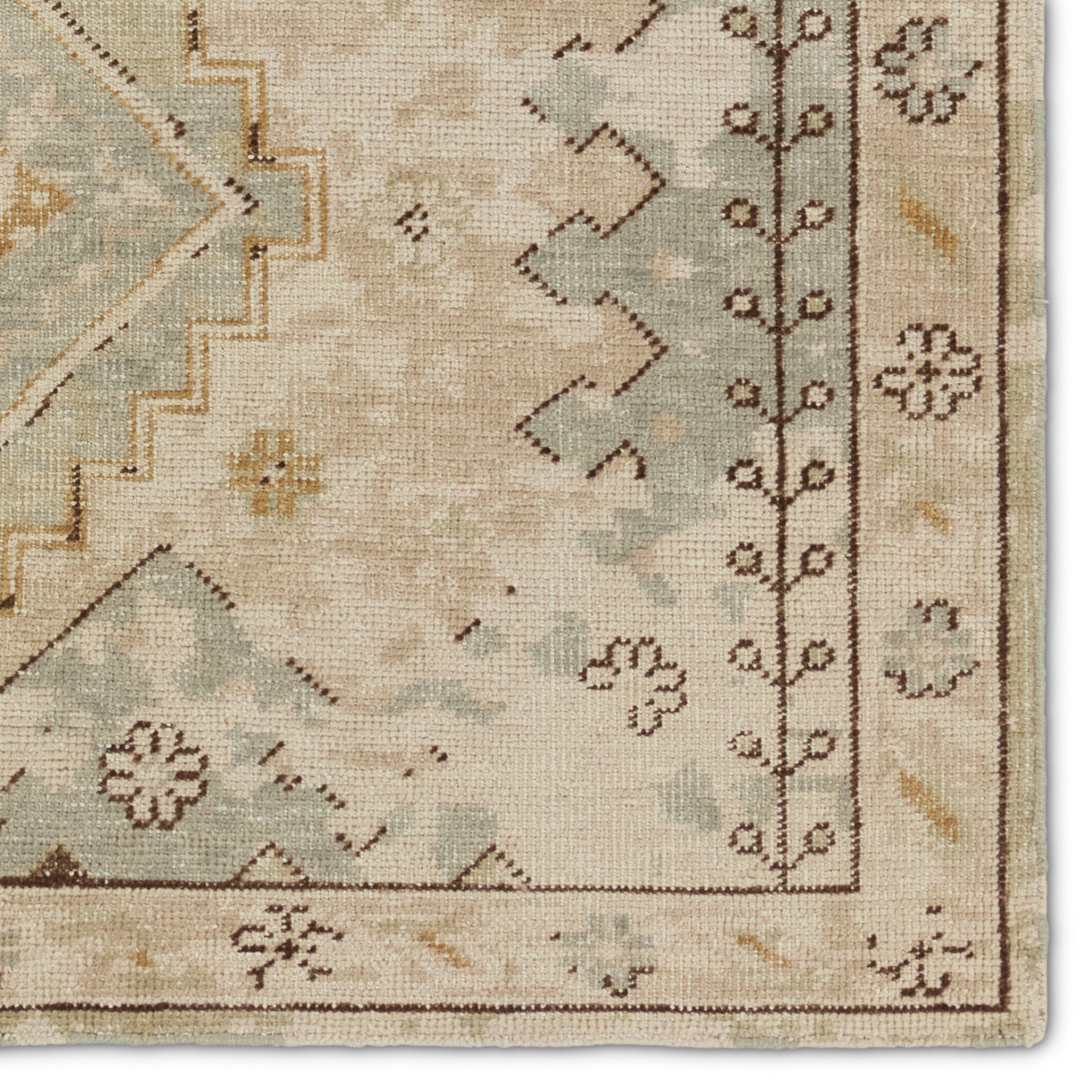 Jaipur Living Pathos KAI14 Handknotted Medallion Tan and Green Runner ...