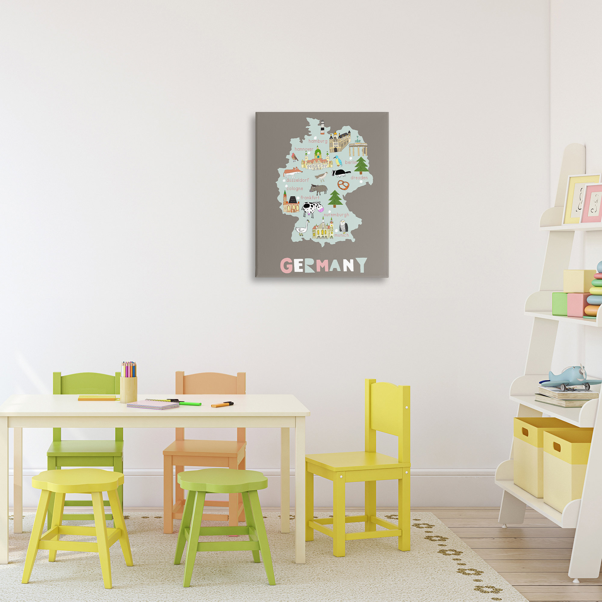 Ebern Designs Kid's Map of Germany Canvas, design by Carla Daly | Wayfair