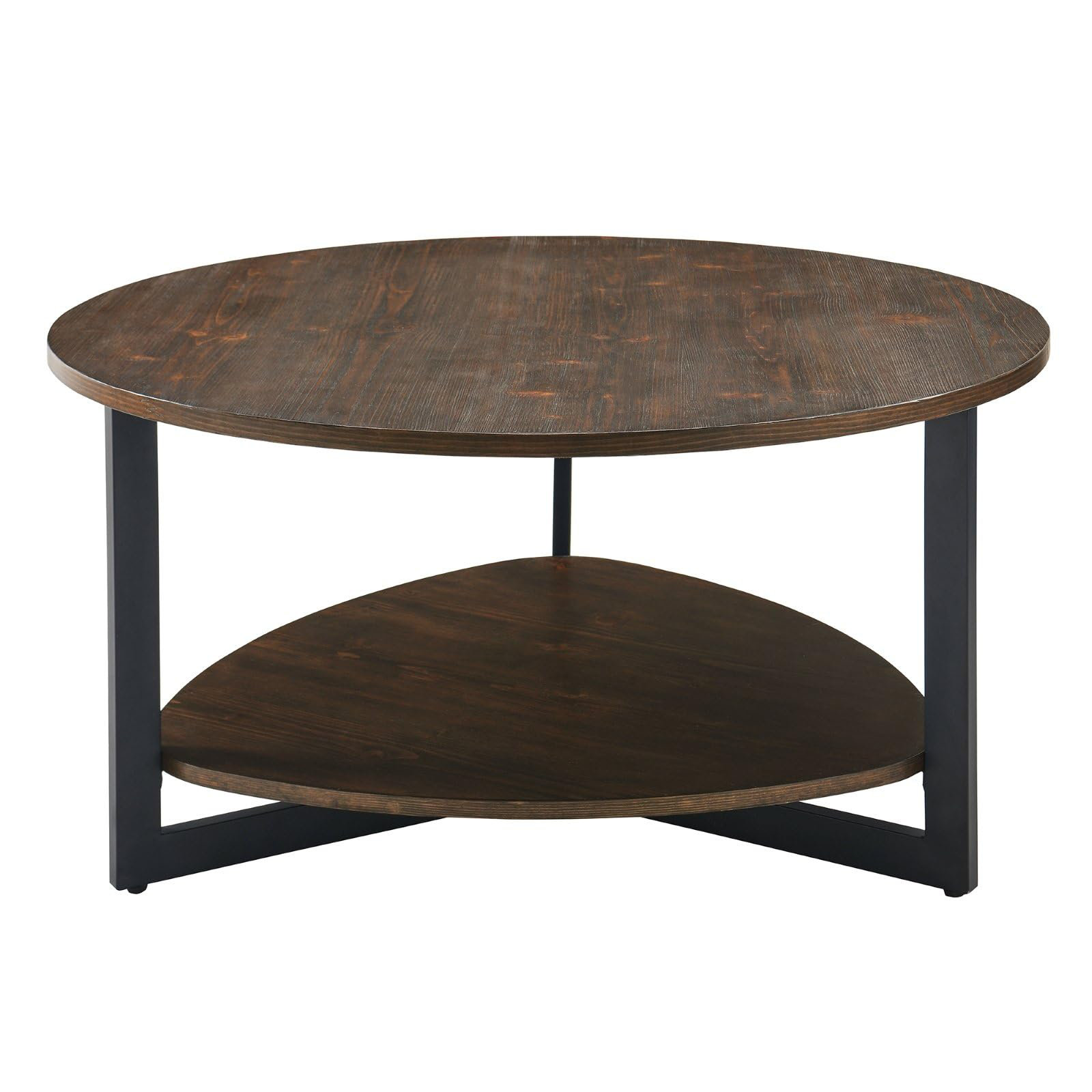 17 Stories Retro Large Circle Sofa Table with Oval-Triangle Storage ...