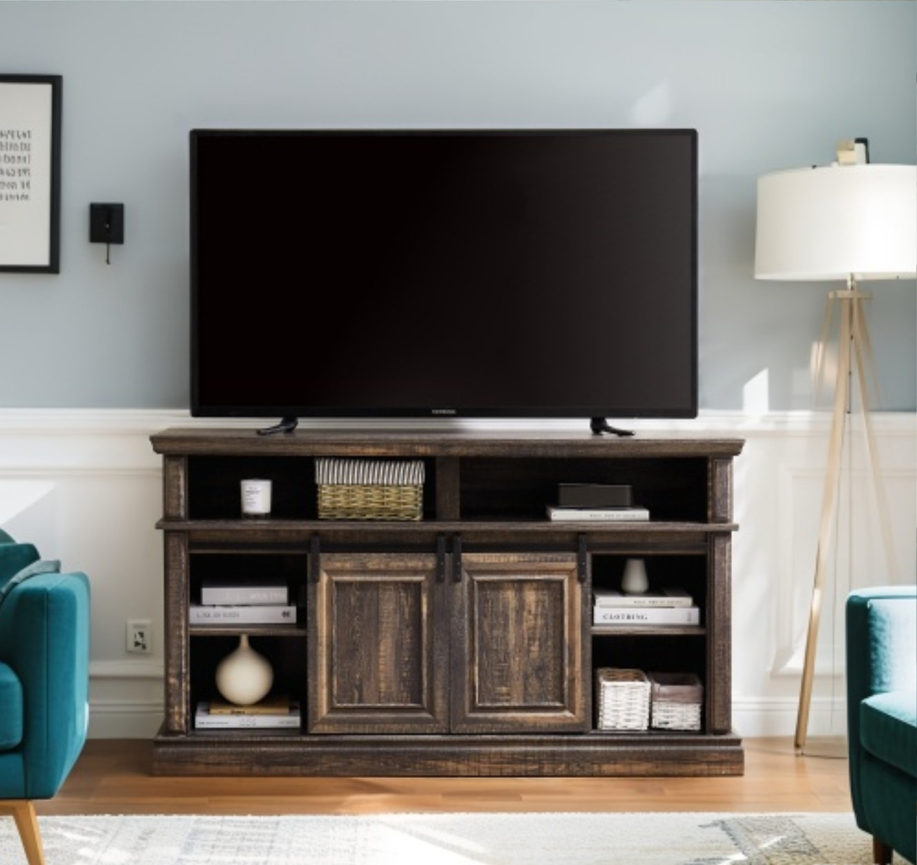 Astoria Grand Media Console Table With Storage Cabinet, Medieval Style ...