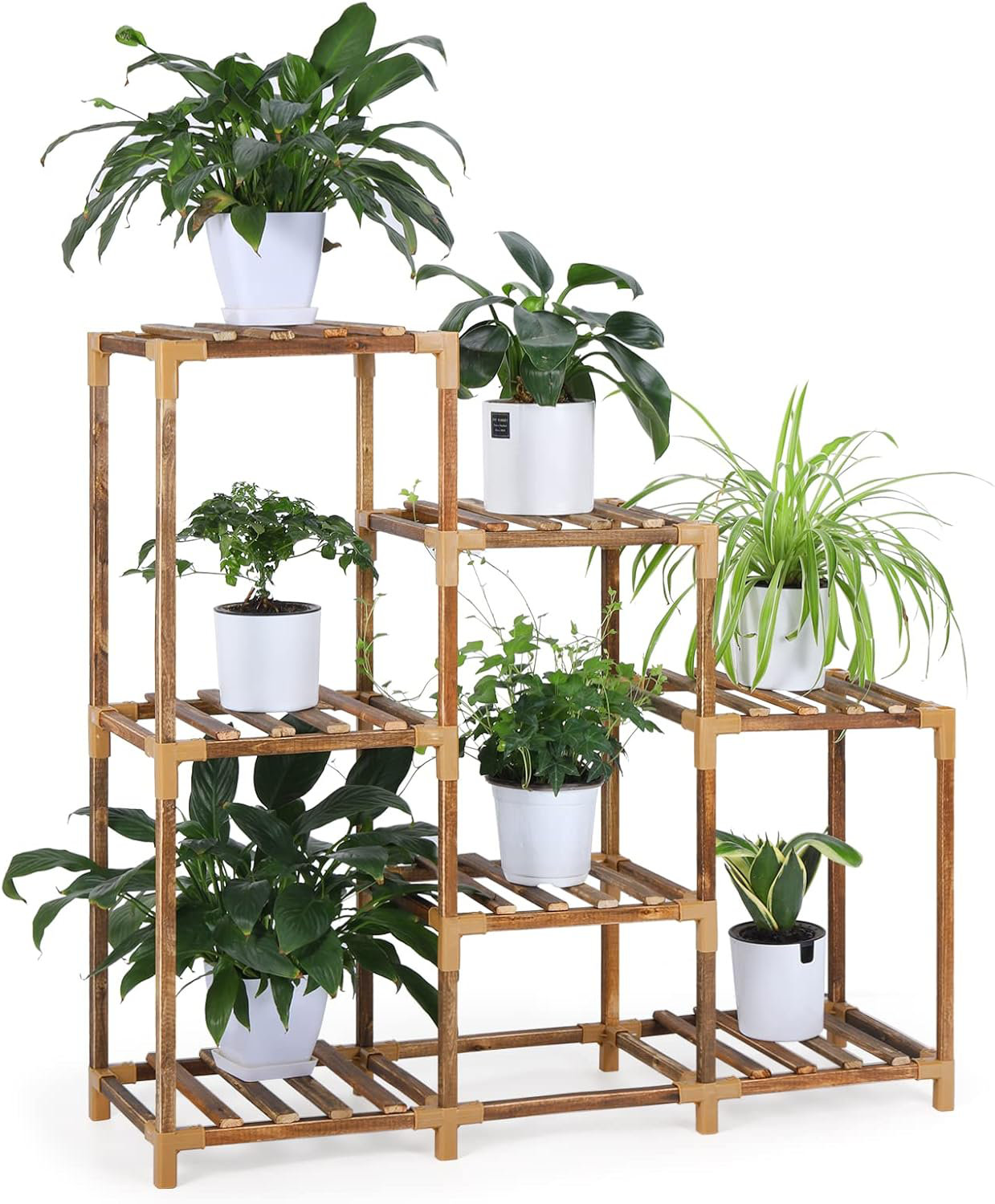Arlmont & Co. Wood Plant Stand Indoor Outdoor, 5 Floors 7 Potted Plants ...