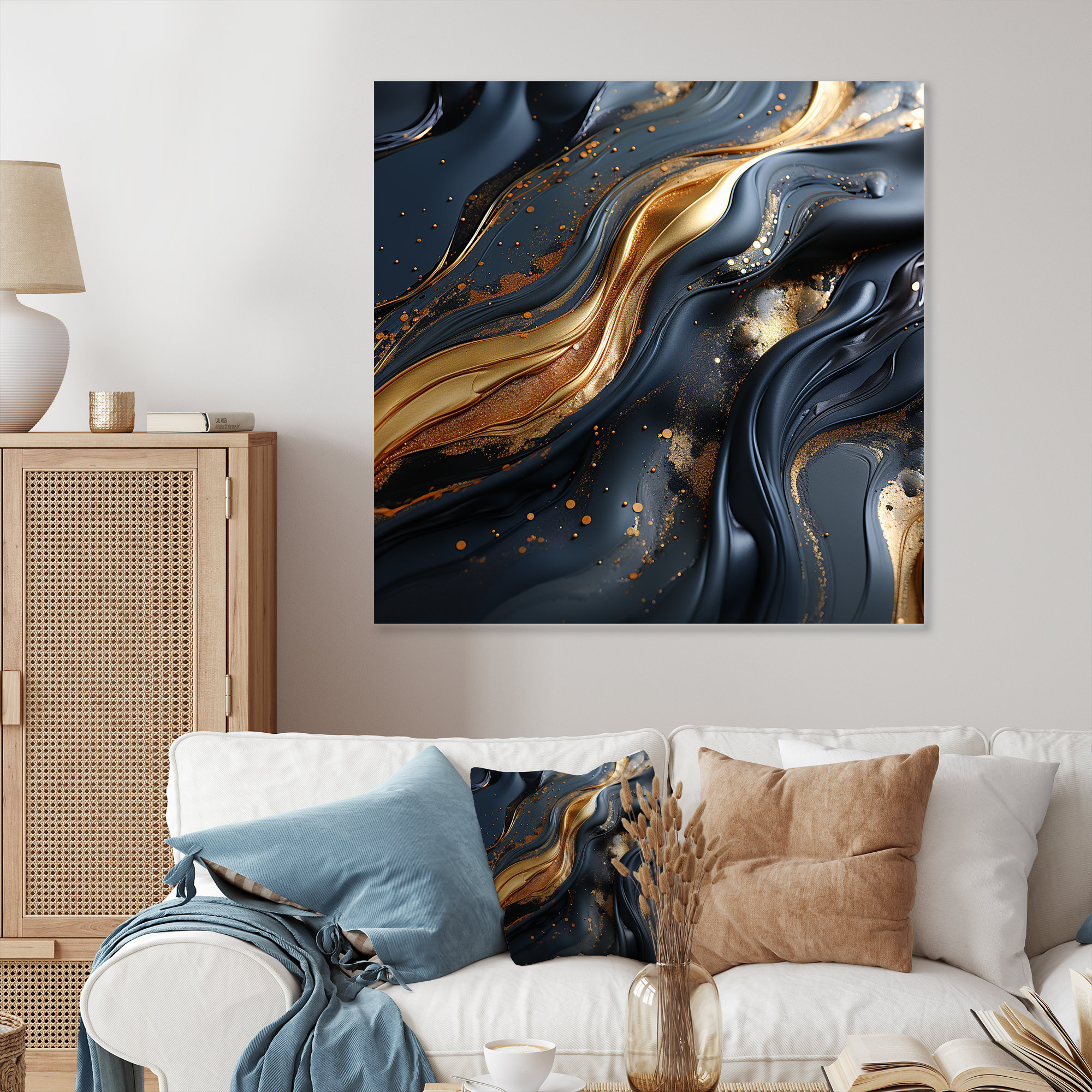 Ivy Bronx Gold And Grey Volcano Fusion IV - Marble Wall Decor | Wayfair