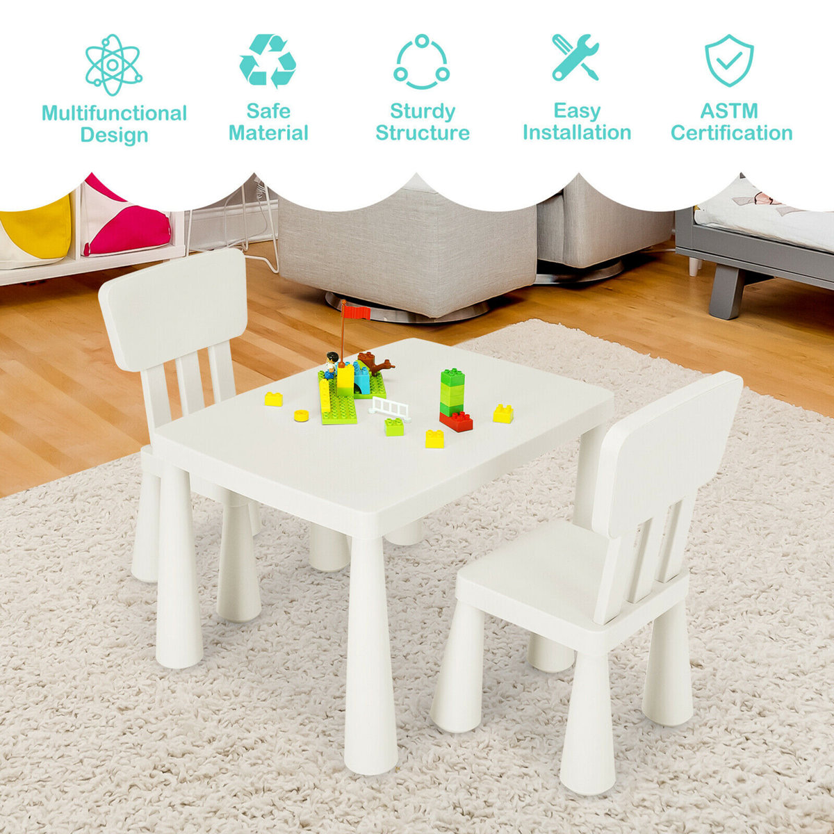 Zoomie Kids Nila Kids 3 Piece Rectangular Play / Activity Table and ...