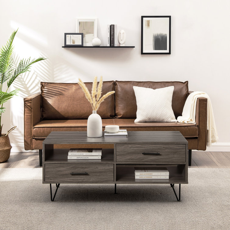 17 Stories 2-Drawer Coffee Table with Open Cubby Storage & Reviews ...