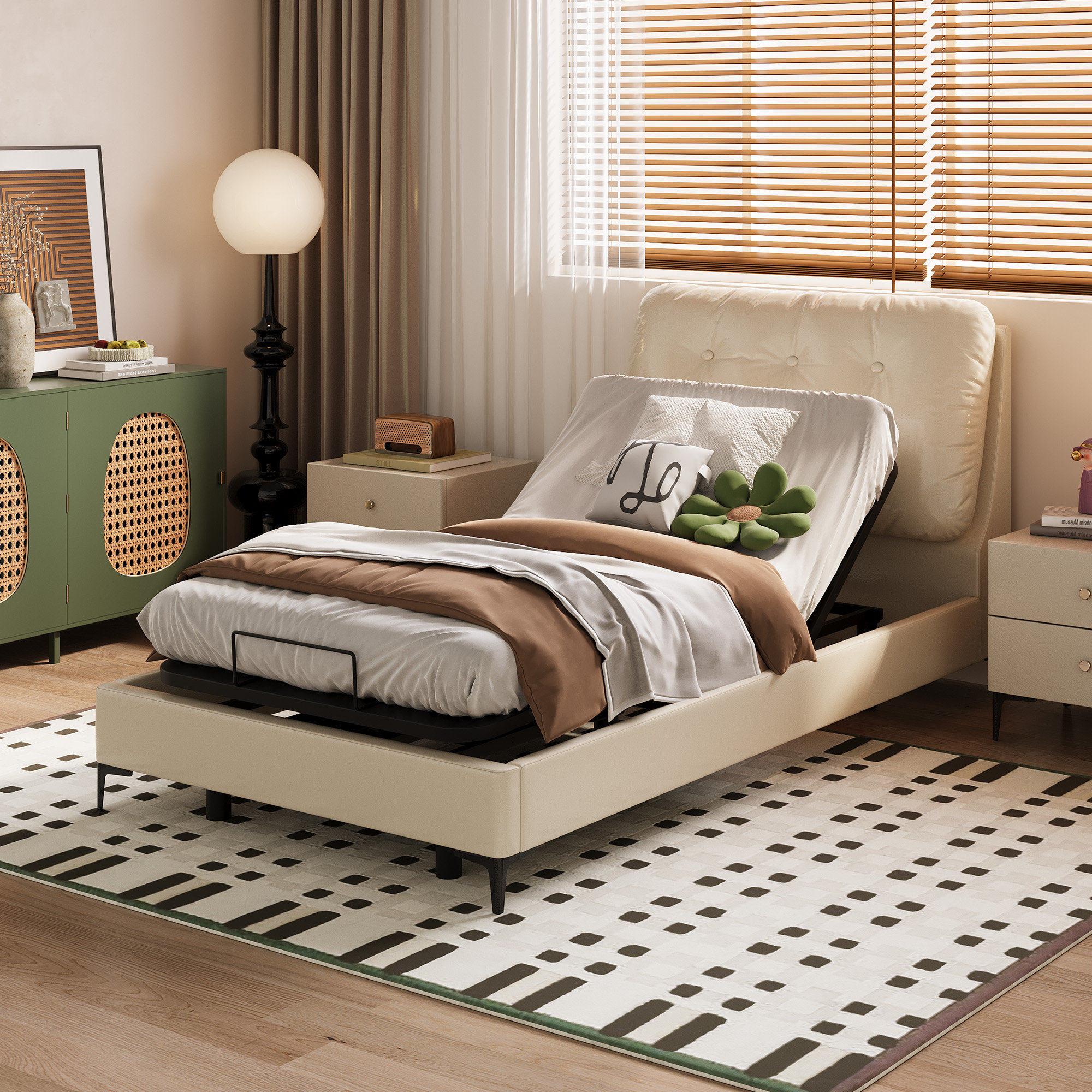 Alwyn Home Boltz Adjustable Bed with Wired Remote and Quiet Durable ...