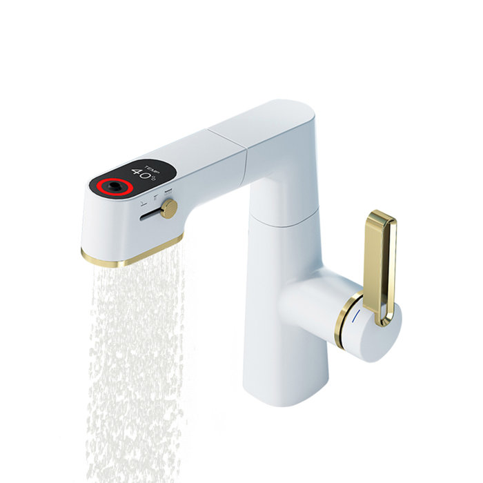 mondawe Rotatable Single Hole Bathroom Faucet With Temperature Display ...