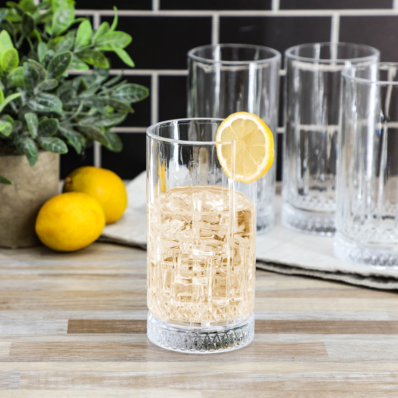 Wrought Studio™ 4 Piece 16 Ounce Iceberg Embossed Glass Tumbler Set ...