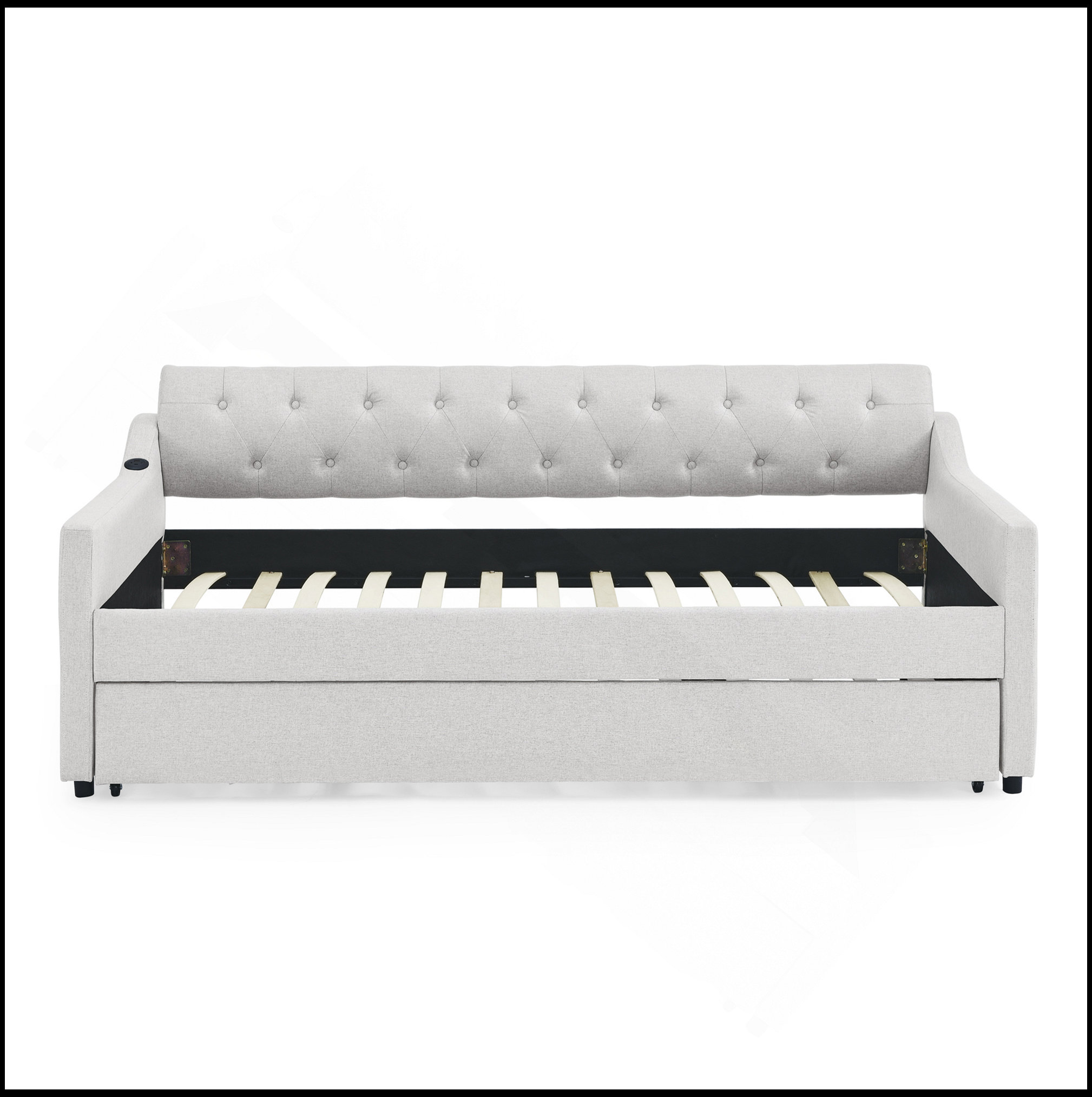 Latitude Run® Upholstery Daybed With Twin Size Erectable Trundle And ...