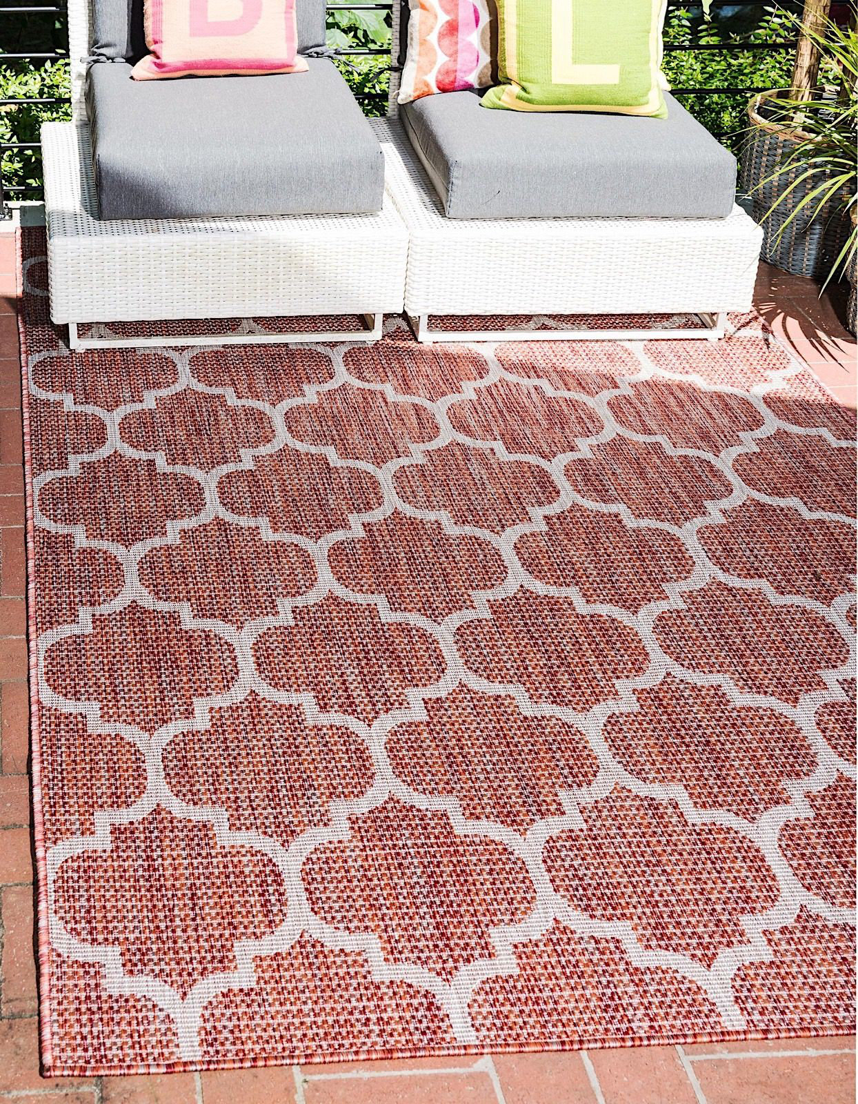 Winston Porter Outdoor Veranda Area Rug Brick Color | Wayfair