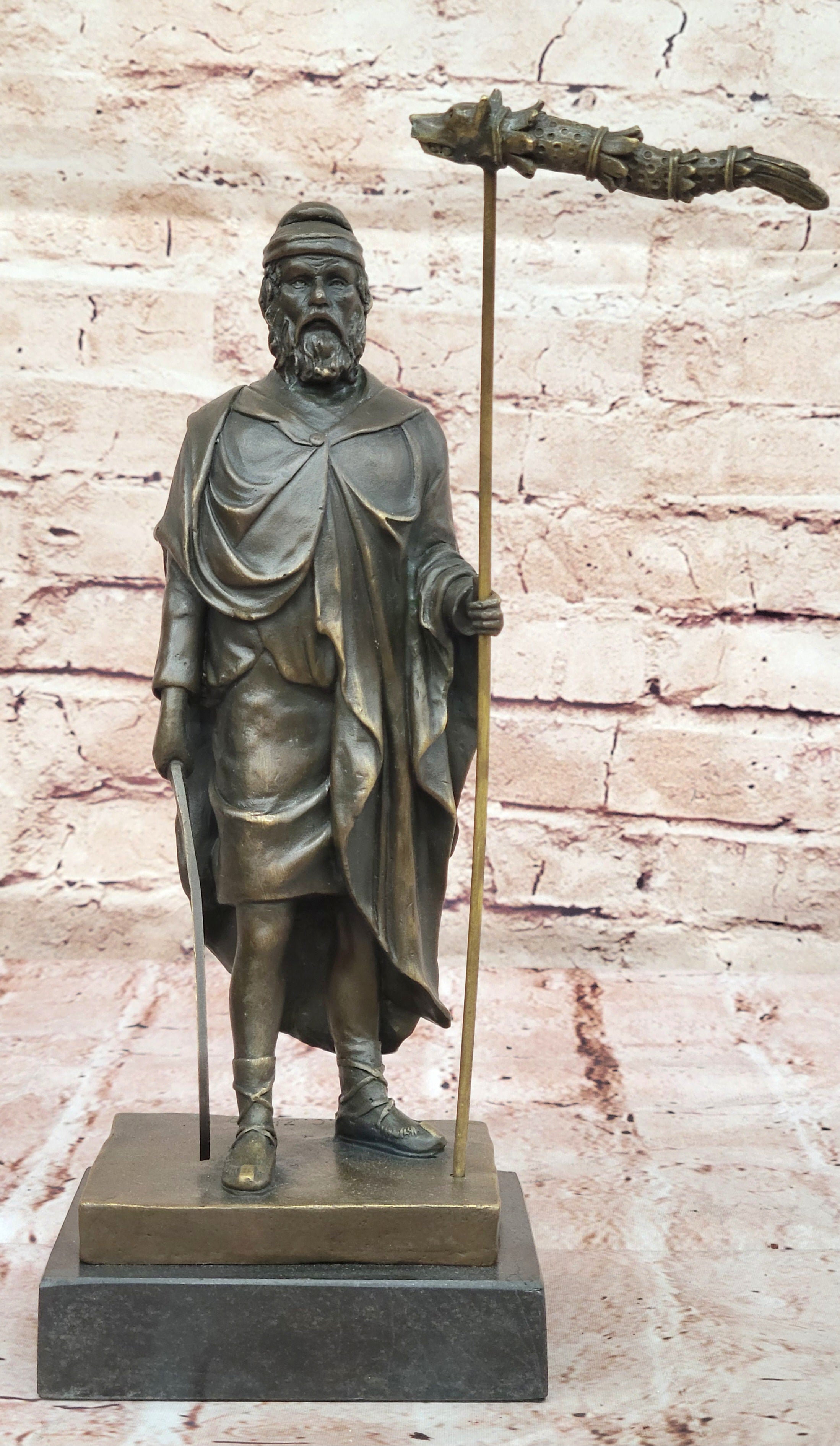 Bloomsbury Market Bronze Celtic Warrior with Dragon Staff ...