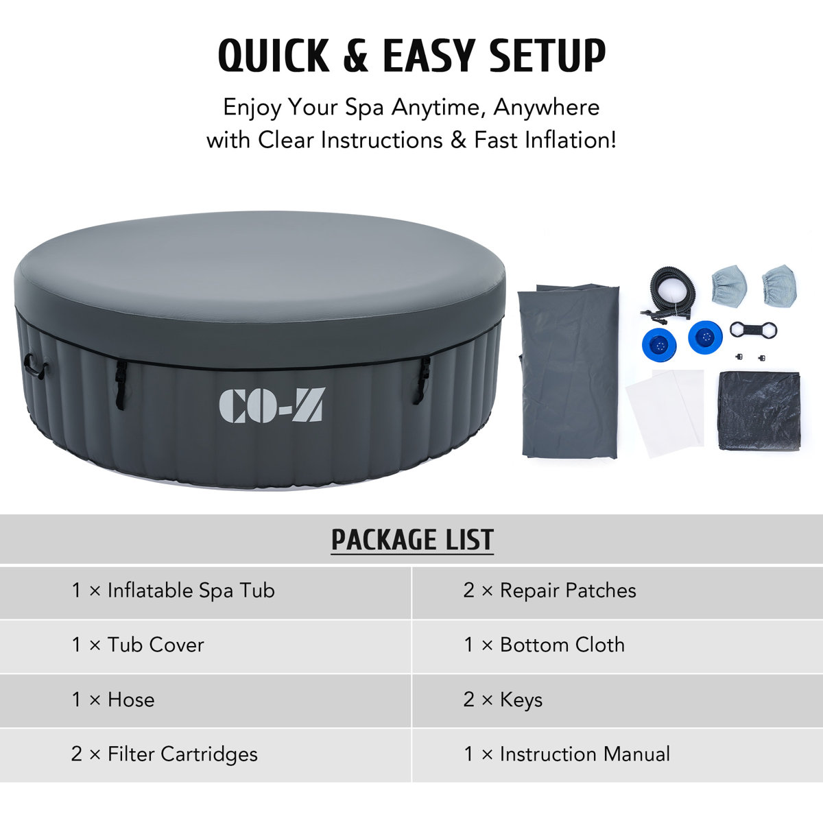 CO-Z 6 - Person 130 - Jet Vinyl Inflatable Hot Tub & Reviews - Wayfair ...