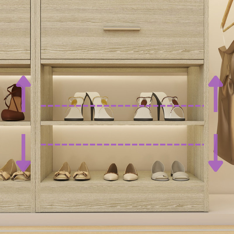 Rebrilliant 80"-120" Closet System With Door And Wooden Drawers ...