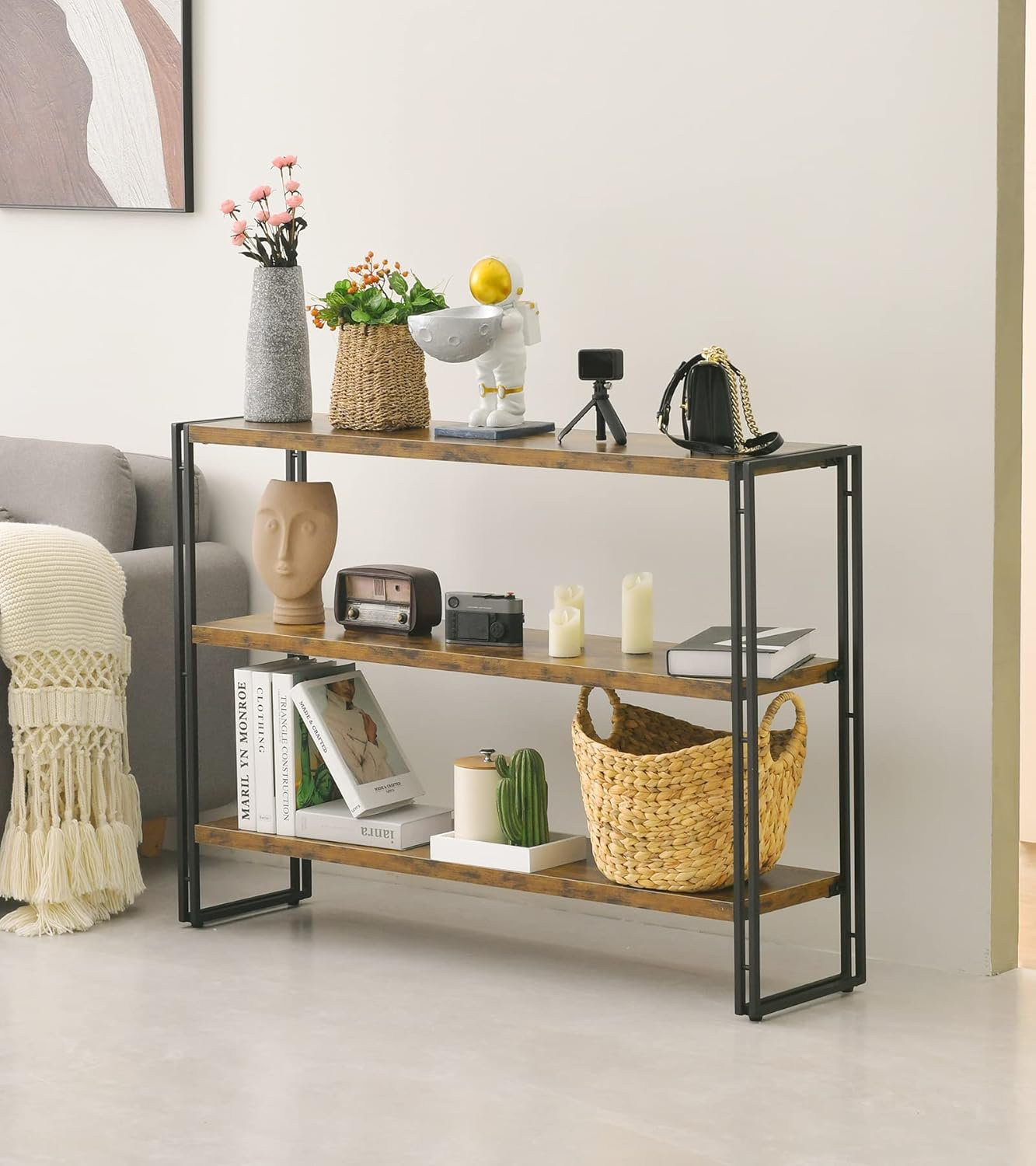 17 Stories Bookshelf, 2-Tier Industrial Bookcase, Open Book Shelf ...
