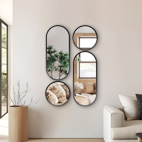 Ebern Designs Zarita 4 Piece Accent Mirror Set, Vertical Mirrors, Glass ...