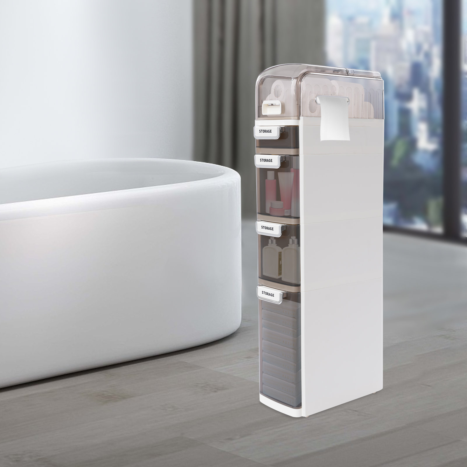 Rebrilliant 5-Tier Narrow Bathroom Storage Cabinet | Wayfair