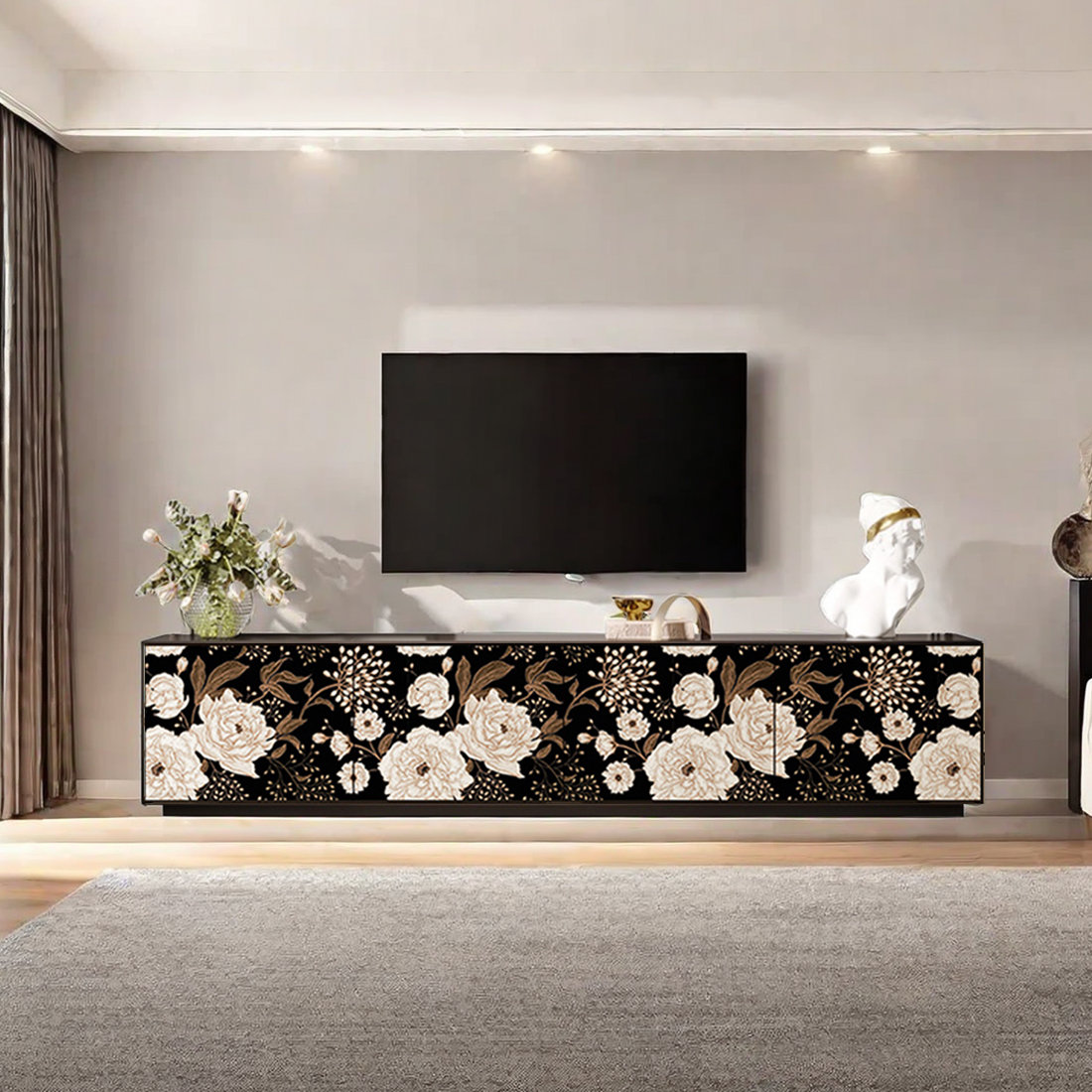 Aurora Craft Ash Wood TV Stand With Enclosed Bottom 70.86'' Media ...