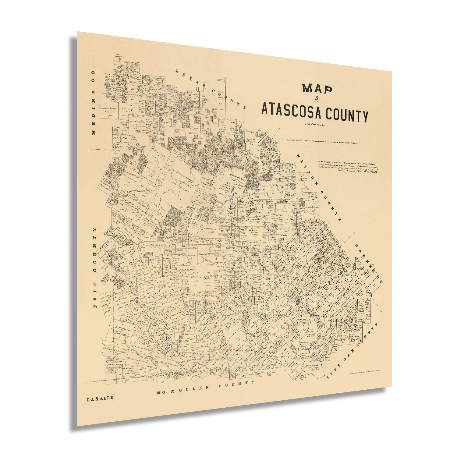 HISTORIC PRINTS 1879 Atascosa County Texas Map | Wayfair