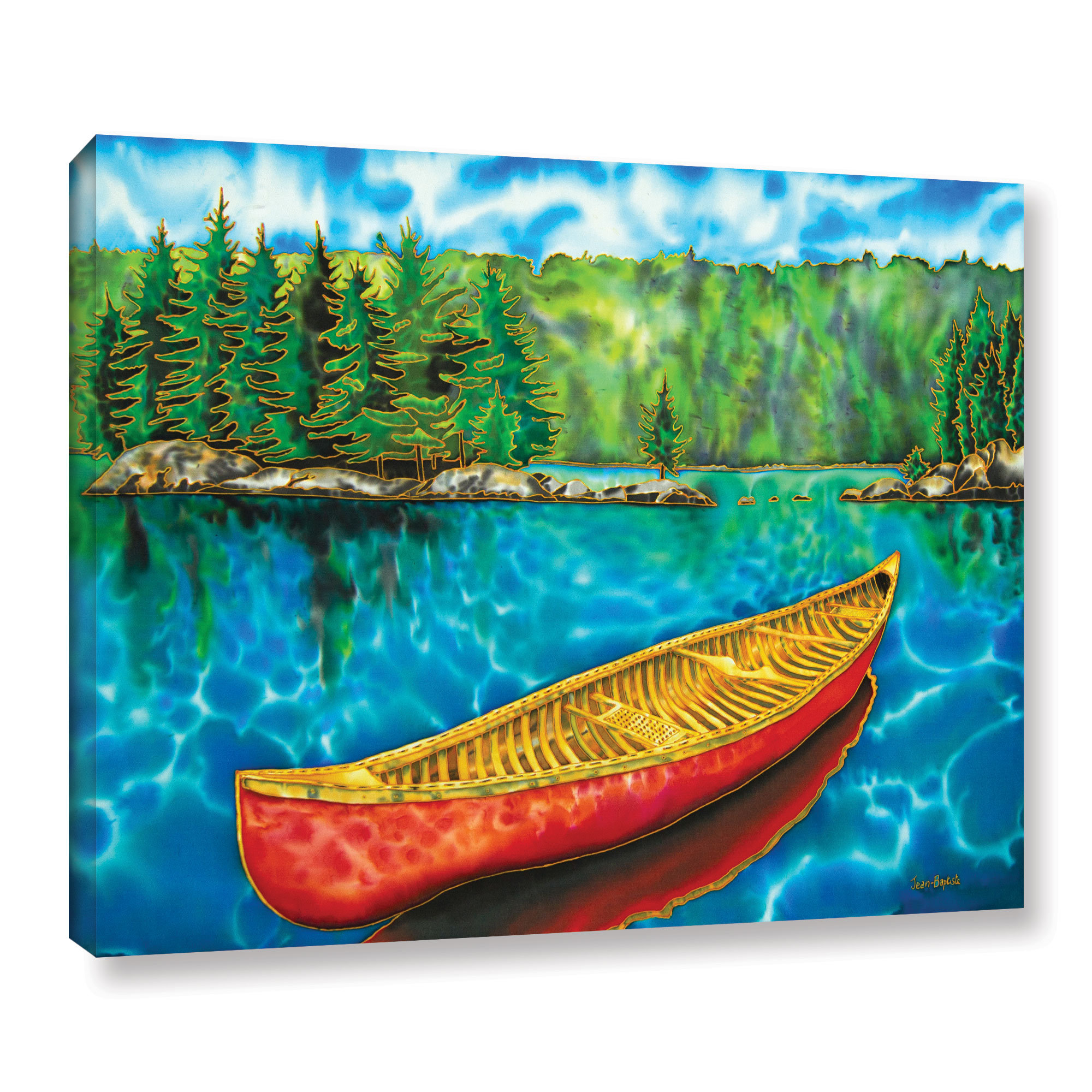 Millwood Pines 'Algonquin Park Canada - Red Canoe' Painting Print on ...