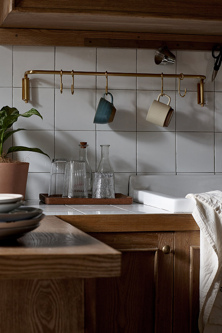 ALOTOFBRASSERA Rustic Solid Brass Kitchen Utensil Rail | Perigold