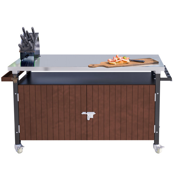 Latitude Run® Outdoor Kitchen Cart With Stainless Steel Tabletop, Patio ...