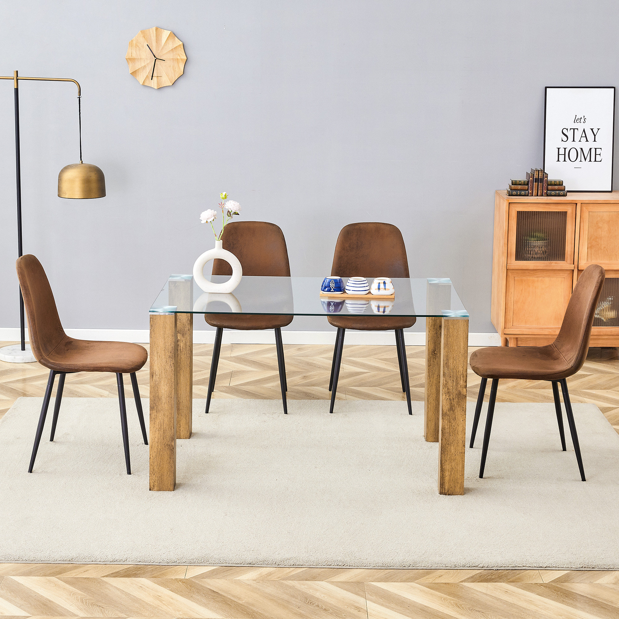 Latitude Run® Square glass dining table set | Wayfair