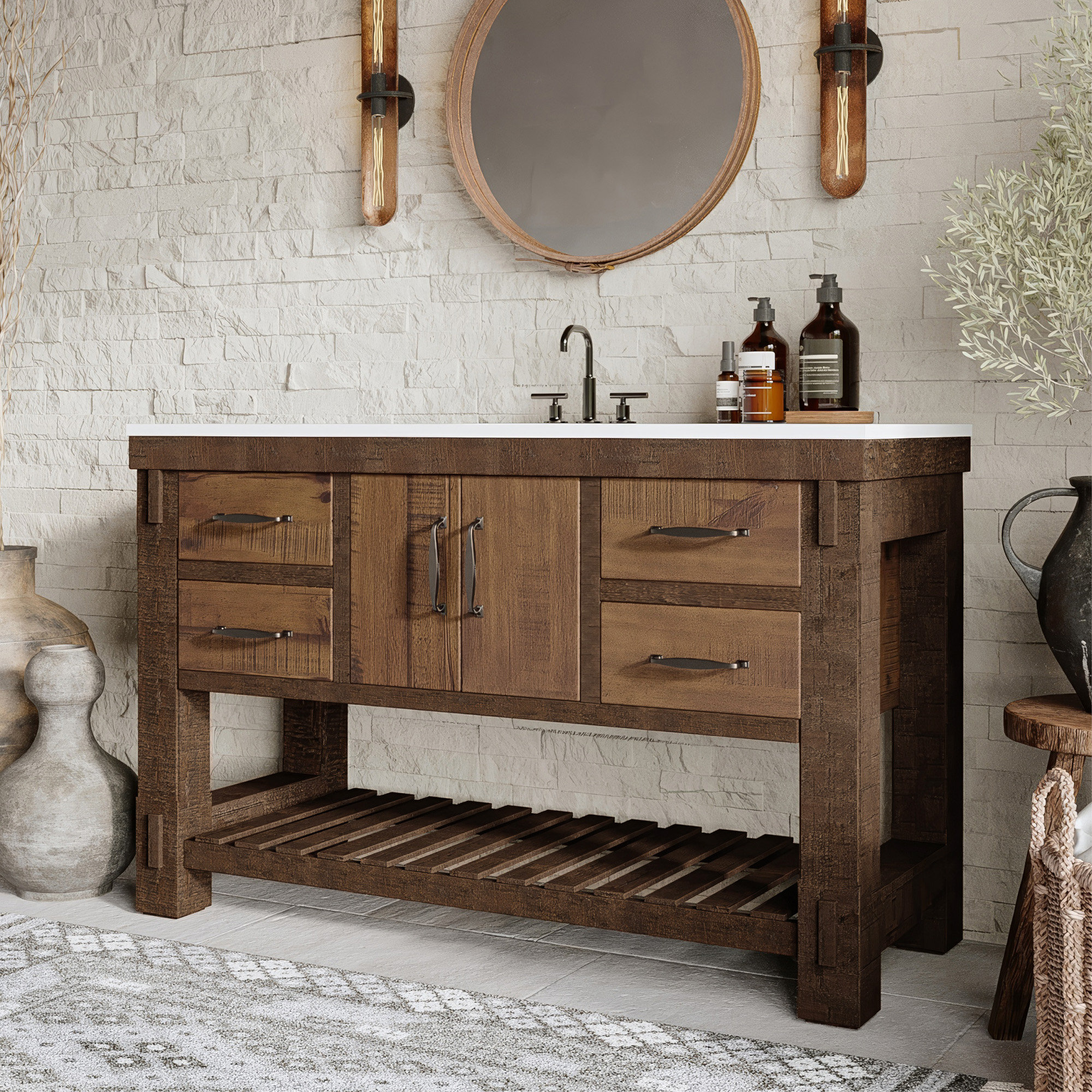 Birch Lane™ Bromley 54" Single Bathroom Vanity with Quartz Top ...