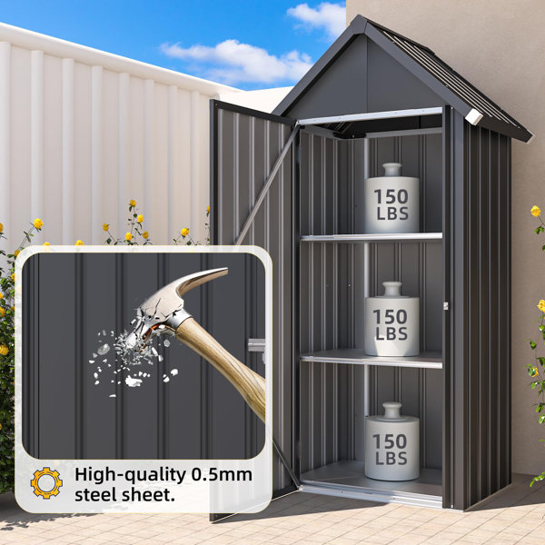 AECOJOY Waterproof Outdoor Storage Cabinet with Shelves, Lockable Metal ...