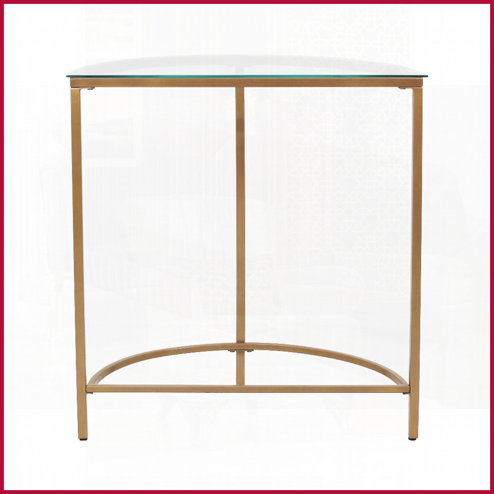17 Stories Modern D-Shape Coffee Table with Glass Top & Golden Base ...