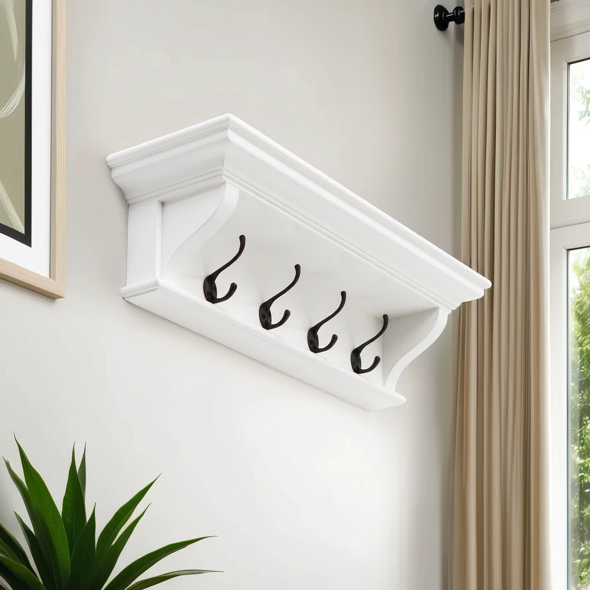 Lark Manor™ Angellique Solid Wood 4 - Hook Wall Mounted Coat Rack ...