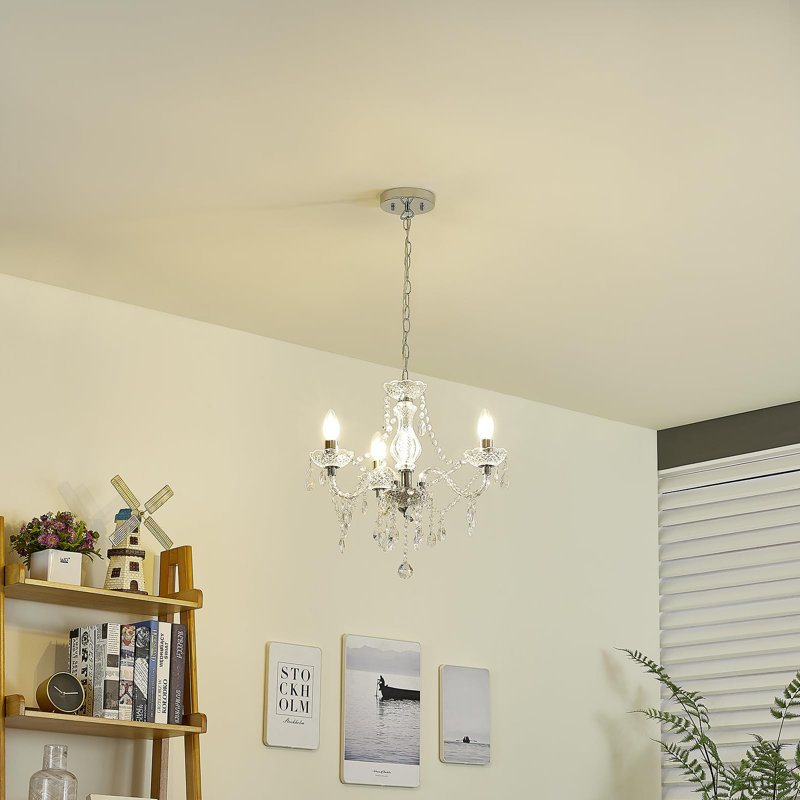 House of Hampton® Mini Crystal Chandelier, 3-light Candle Small Acrylic ...