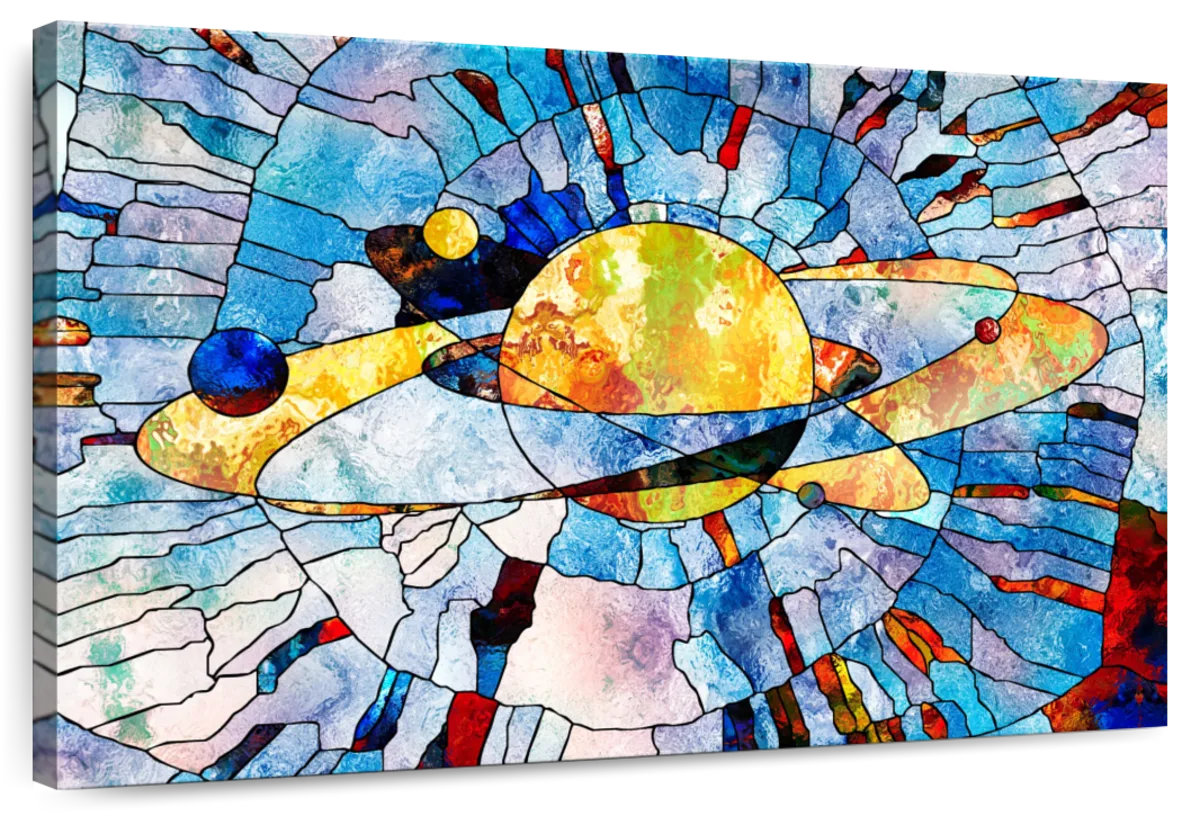 Ebern Designs Oberle Stained Glass Saturn | Wayfair