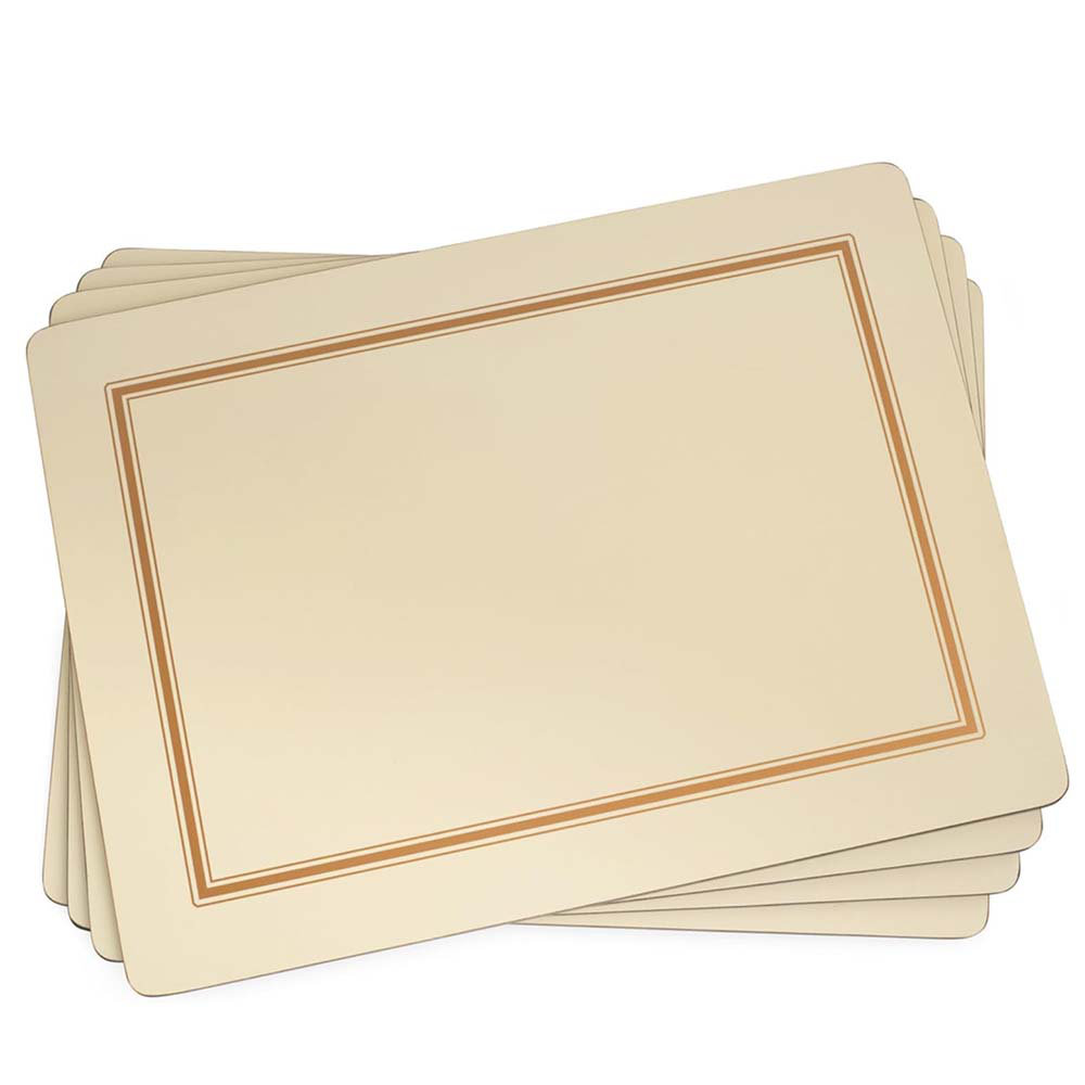 HELOMO Classic Cream Placemats - Set Of 4 Rectangular Cork Backed Table ...
