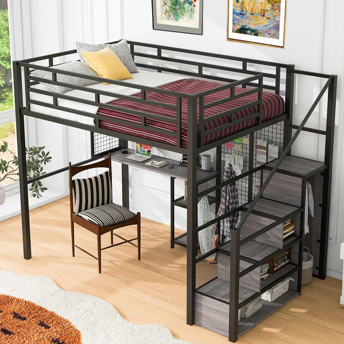 Full Size Staircase Loft Bed