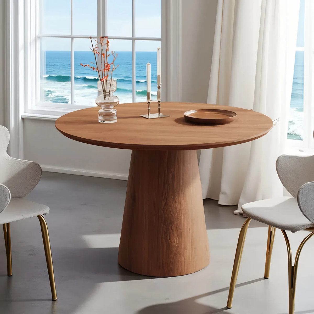 Latitude Run® 43" Round Dining Table For 4-6, Mid Century Modern ...