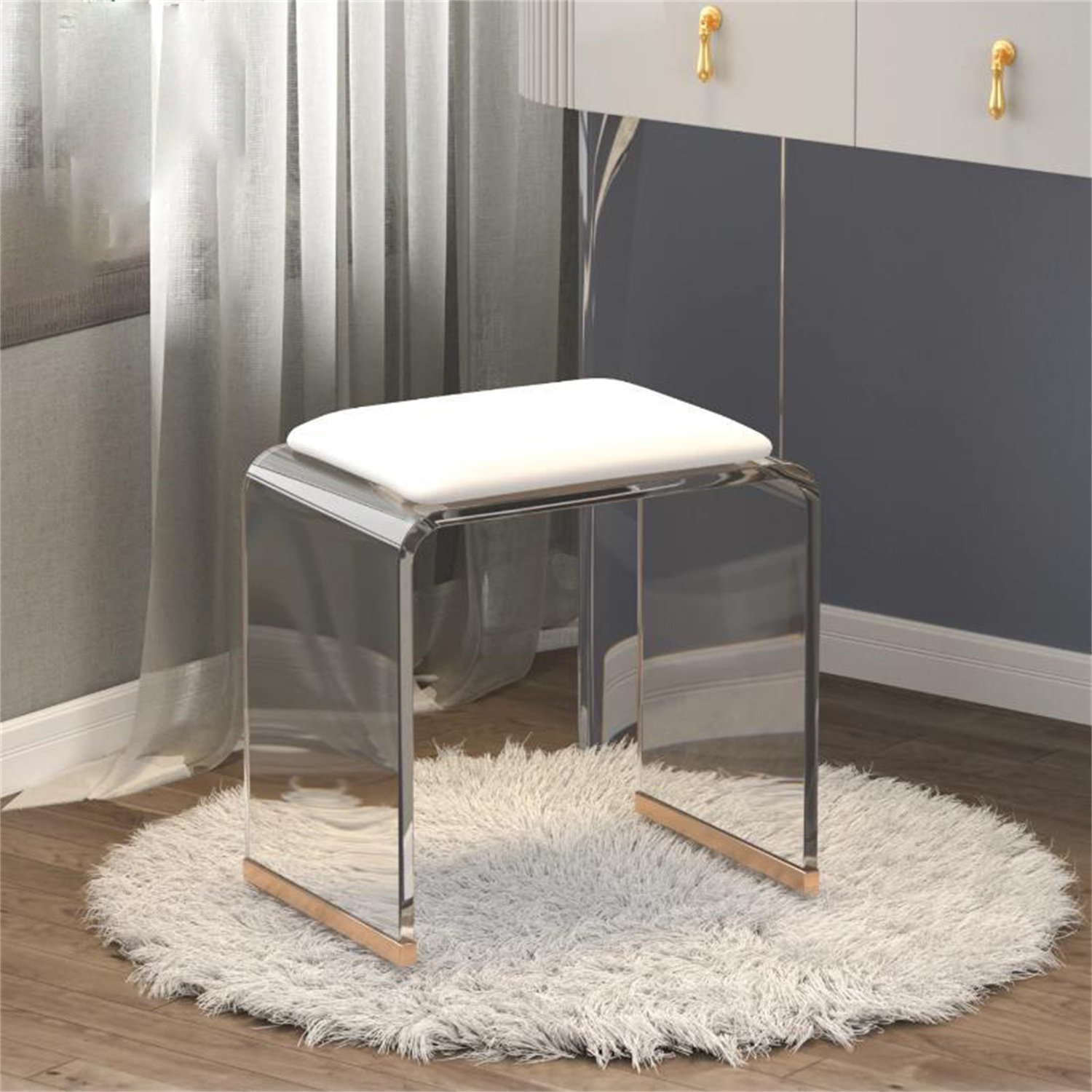 Wrought Studio™ Modern Acrylic Entryway Bench - Clear Durable Stool For ...