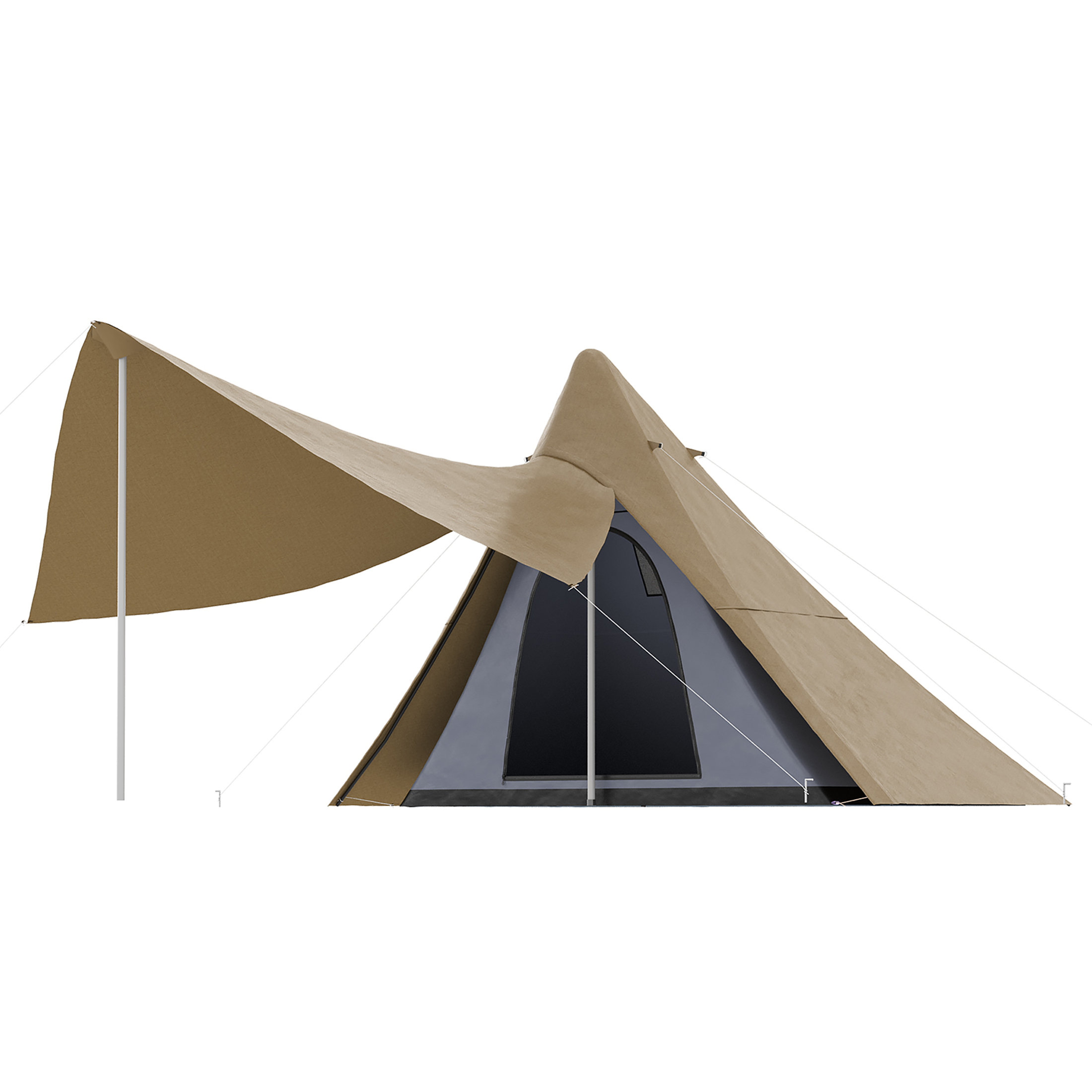 dingdangxiang Coffee-Colored Teepee Tent: Waterproof with Porch for 2-3 ...