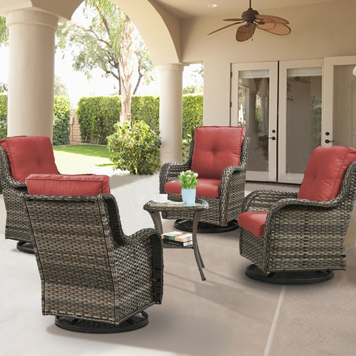 Hummuh Carolina Outdoor Wicker Swivel Patio Chair with Cushions ...